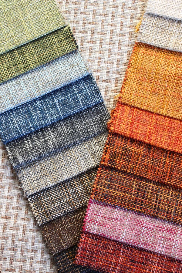 Samples of Colorful Upholstery Fabrics. Various Texture and Colors ...