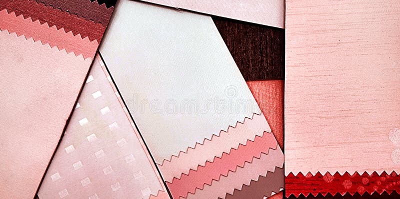 Samples of Curtain Fabrics in Different Textures, Red and Pink Colors ...