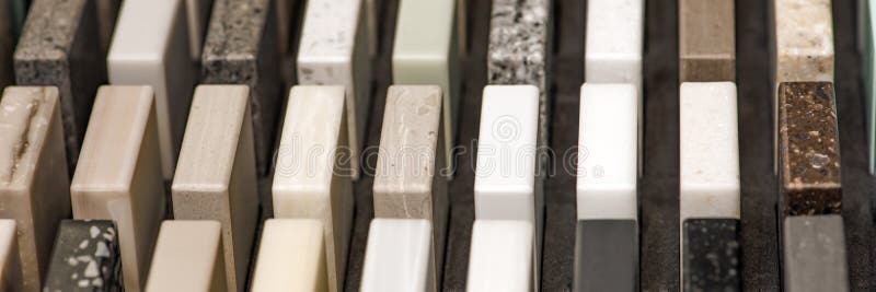 Samples of Decorative Artificial Stone, Close-up. Stone Samples for ...