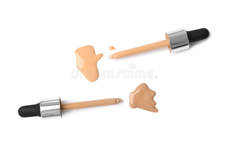 Set of Different Foundation Shades on Background, Top View Stock Photo ...