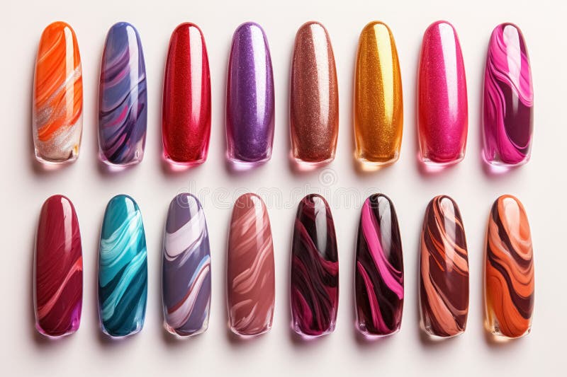 Samples of Different Multi-colored Nail Polish Samples, Examples of ...