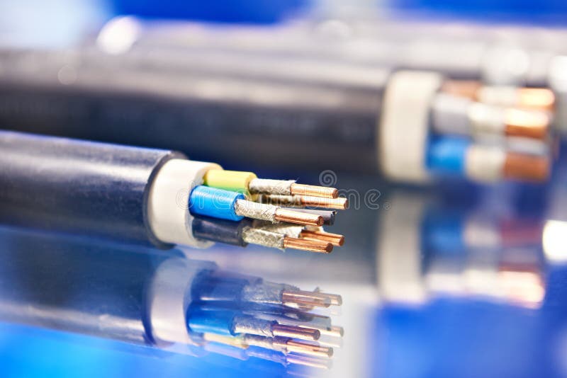 Electric Power Cable in Cut Cross Section Stock Image - Image of ...
