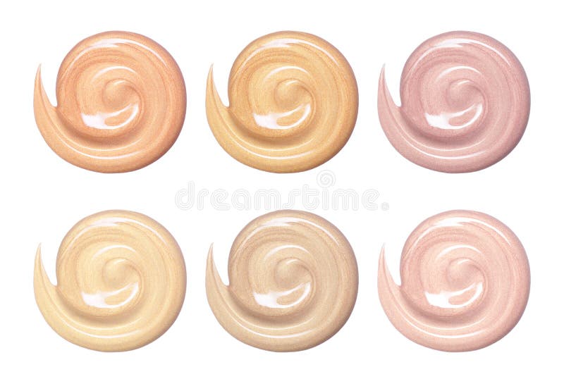 Samples of Foundation for Face. Smears of Tonal Cream. Set of Ma Stock ...