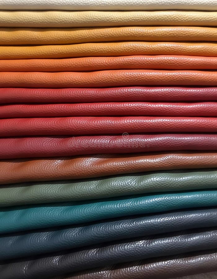 Samples of Genuine Cow Leather in Different Colors are Arranged Neatly ...