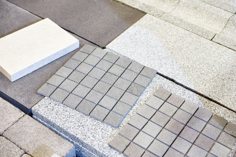 Samples of Granite Stone Street Tiles Stock Photo - Image of ...