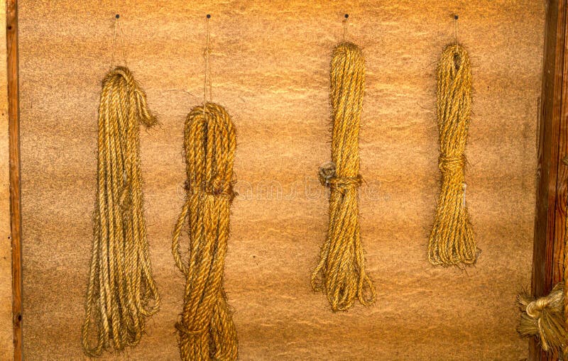 Samples of Hand-woven Ropes Using Ancient Technology. Stock Photo ...