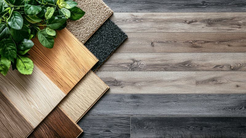 Samples of Interior Material, Wood, on Wooden Table with Blank Space ...