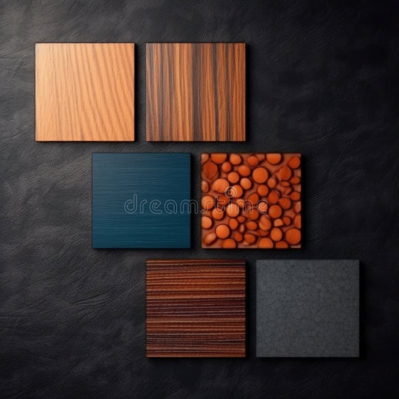 Samples of Laminate and Vinyl Floor Tile on Black Wooden Background ...