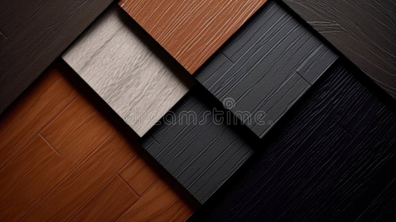 Samples of Laminate and Vinyl Floor Tile on Black Wooden Background ...