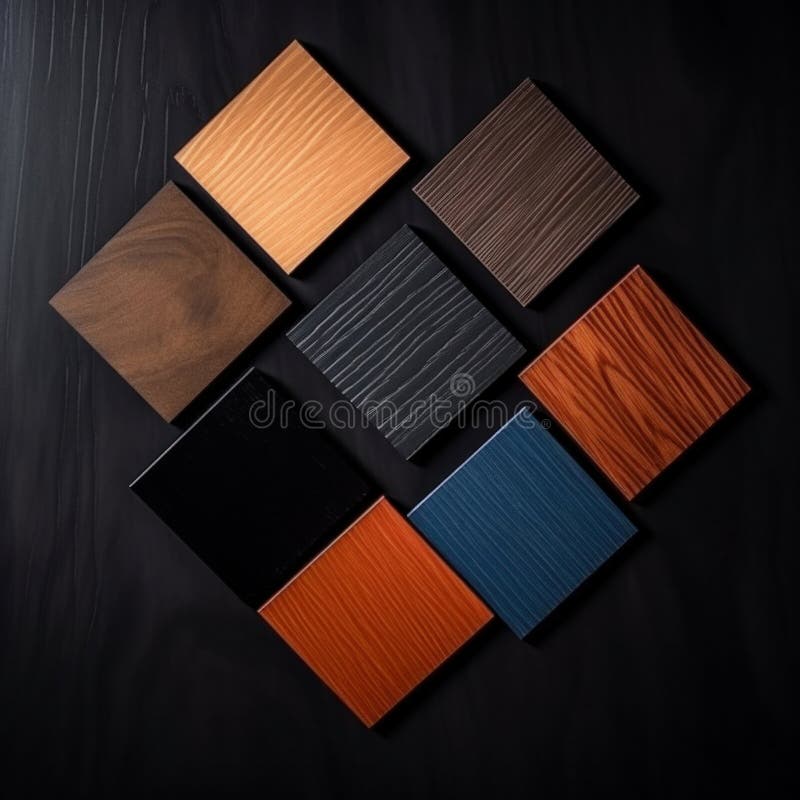 Samples of Laminate and Vinyl Floor Tile on Black Wooden Background ...