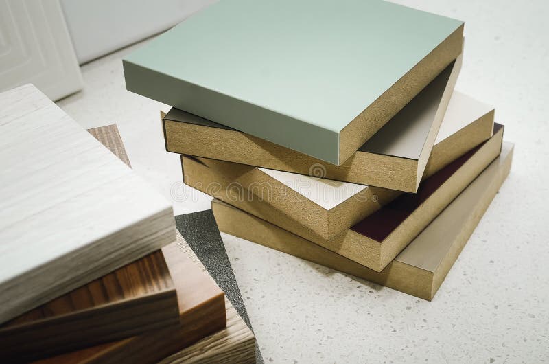 Samples of Laminated Board and MDF. Close-up Stock Image - Image of ...