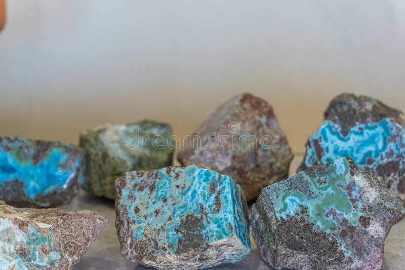 Samples of Larimar Quartz Bluestone in a Shop Stock Photo - Image of ...