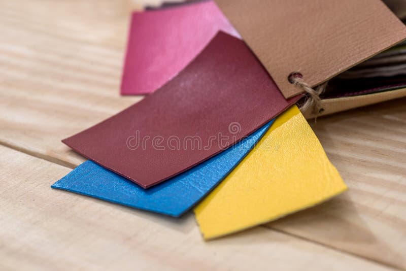 Samples of Leather for Design on Desk Stock Photo - Image of surface ...