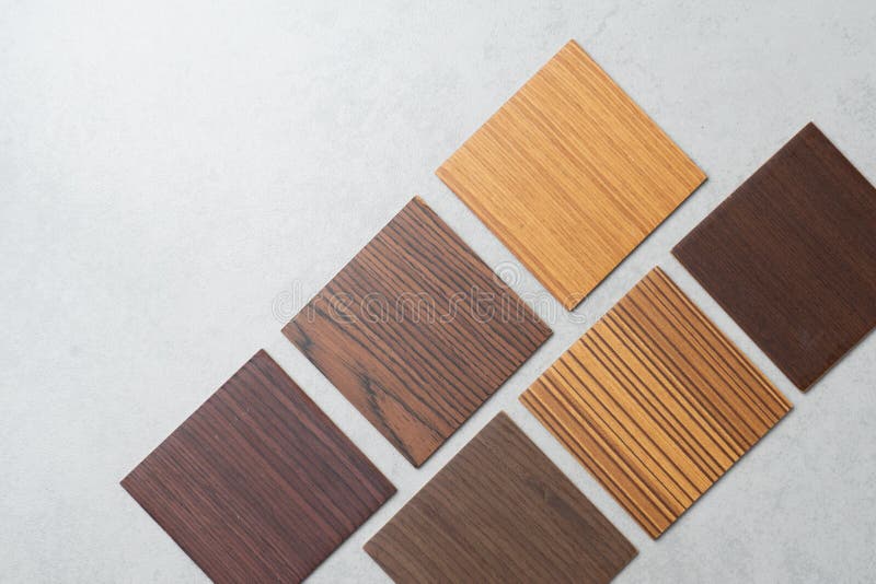 Samples of Material, Wood , on Concrete Table.Interior Design Se Stock ...