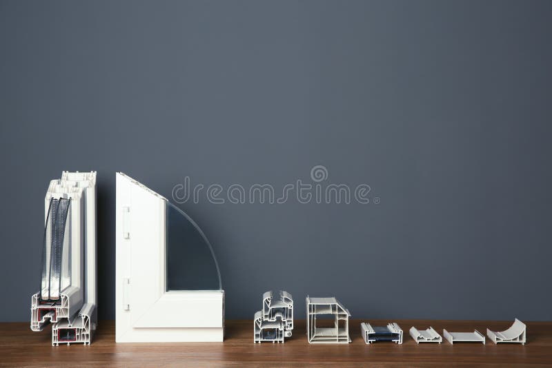 Samples of Modern Window Profiles on Sill Indoors. Stock Image - Image ...