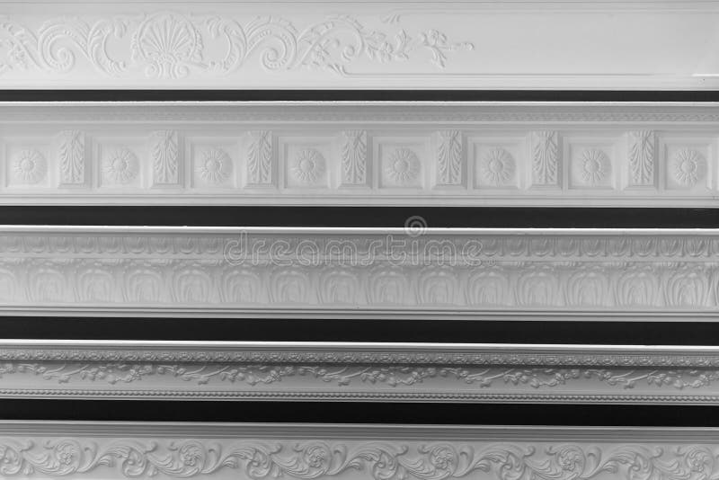 Samples of Moldings on the Wall in the Store. Modern Trends and ...
