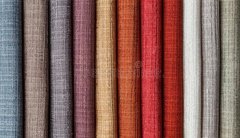 Samples of Multi-colored Fabrics for Curtains Close-up Stock Photo ...