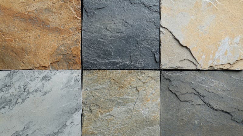 Samples of Natural Slate Stone in Various Colors are Arranged Creating ...