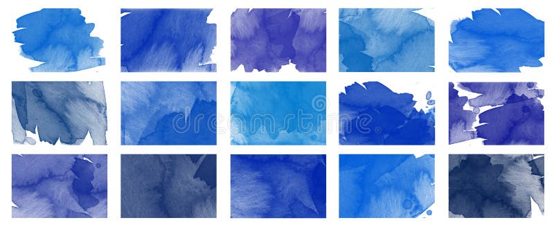Samples Painted in Blue Watercolors of Different Shades are Arranged in ...