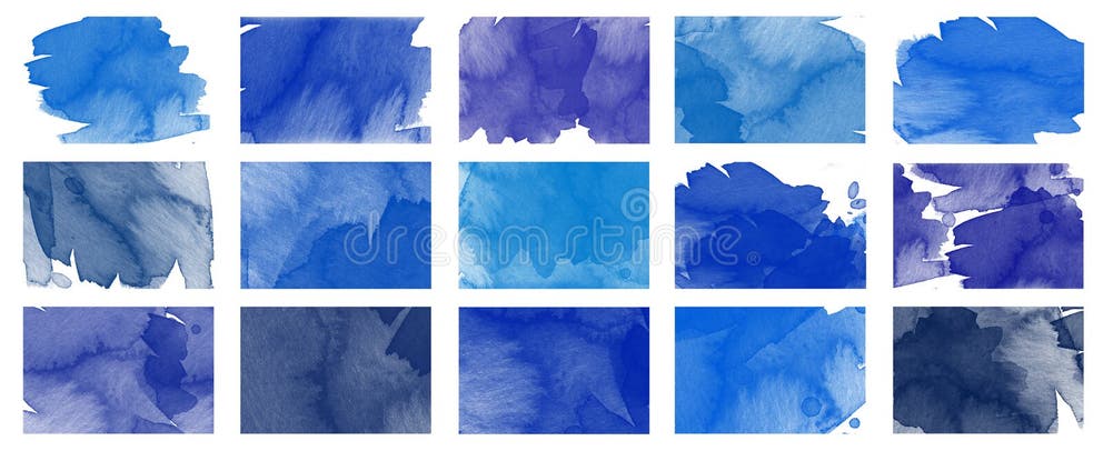 Samples Painted in Blue Watercolors of Different Shades are Arranged in ...