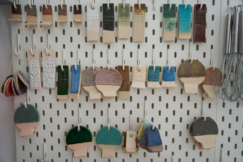 Samples of Paints and Decor for Clay Products Hang on Stand Stock Image ...
