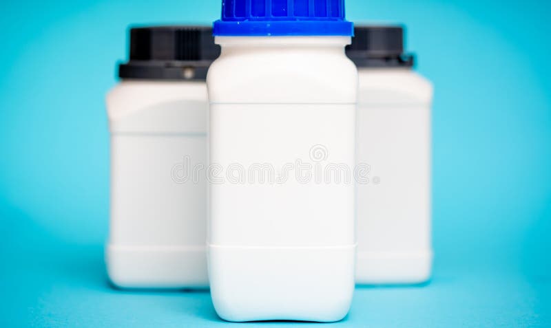 Samples of Plastic Containers for Chemical Reagents Stock Photo - Image ...