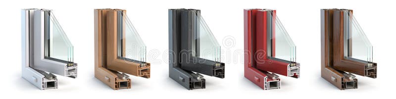 Samples of Plastic Window Profiles PVC of Different Colors in Section ...