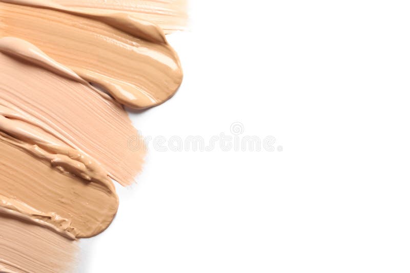 Samples of Skin Foundation on White Background, Closeup. Space for Text ...