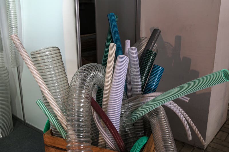 Samples of Spiral Hoses in the Store Stock Photo - Image of material ...