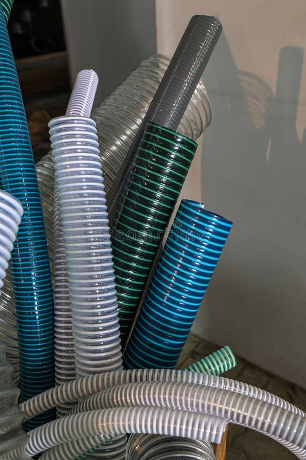 Samples of Spiral Hoses in the Store Stock Photo - Image of group ...