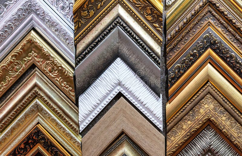 Samples of Wooden Frames for Paintings and Photographs Stock Photo ...