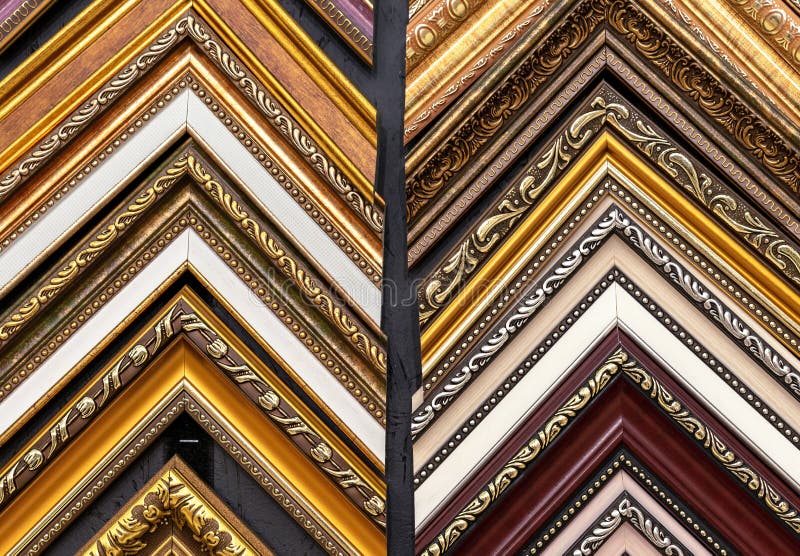 Samples of Wooden Frames for Paintings and Photographs Stock Photo ...