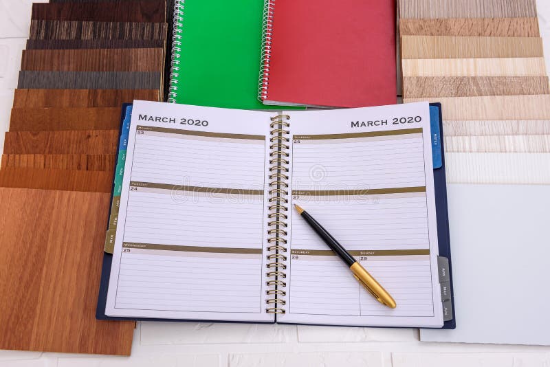 Samples of Wooden Planks with Diary and Pen Stock Image - Image of ...