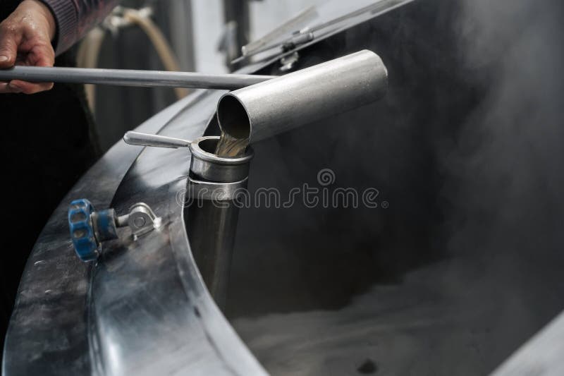 Sampling in Process of Brewing Beer at Beer Production Plant Stock ...