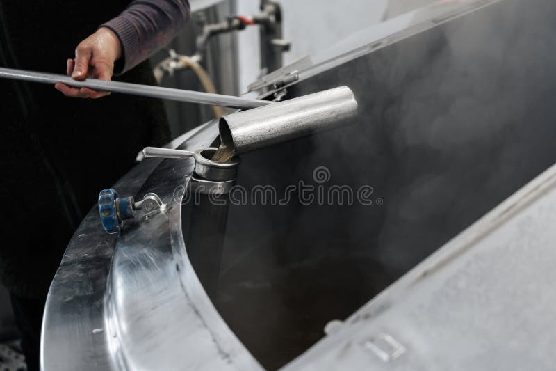 Sampling in Process of Brewing Beer at Beer Production Plant Stock ...