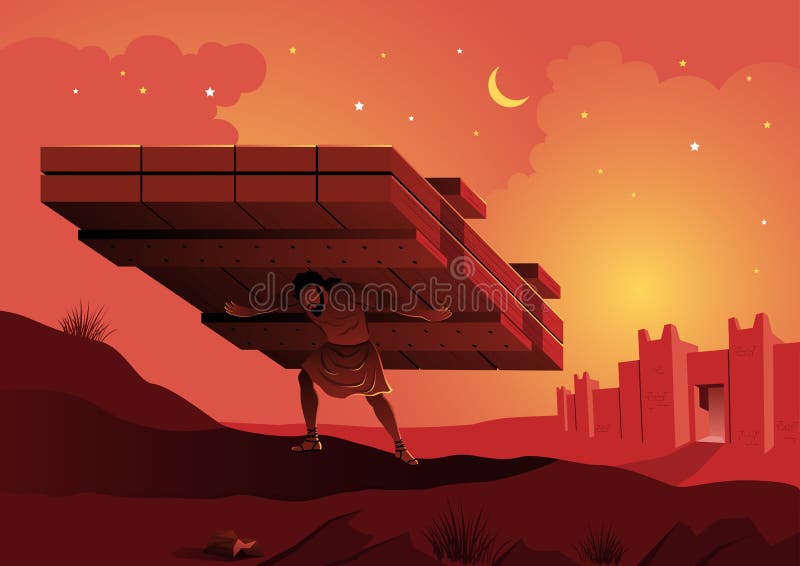 Samson Carries Gates of the City Stock Vector - Illustration of bible ...