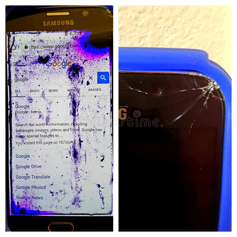 Samsung Phone with Cracked Screen Editorial Image - Image of google ...