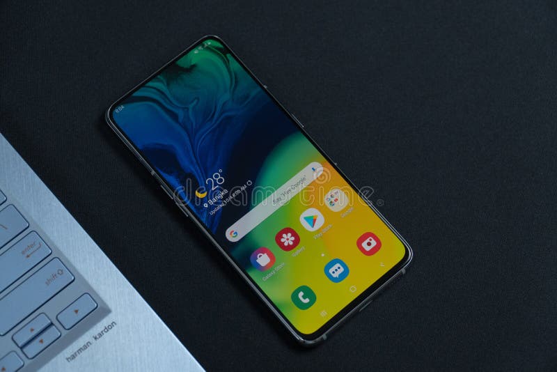 Samsung Galaxy A80 display editorial photo. Image of infinity - 198690606