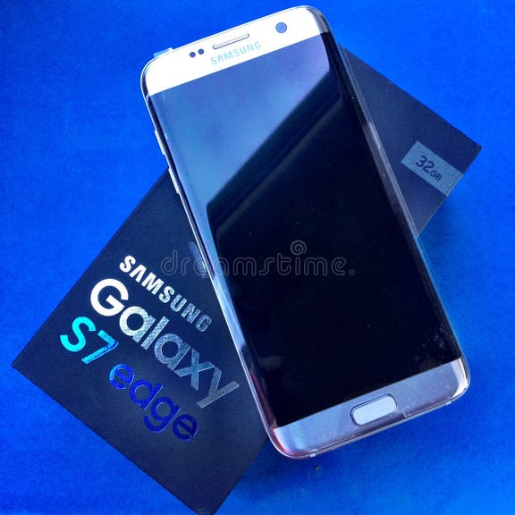 Samsung Galaxy S7 EDGE Silver Editorial Stock Image - Image of edge ...