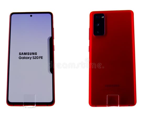 Samsung Galaxy S20FE Red Front and Rear View Editorial Image ...