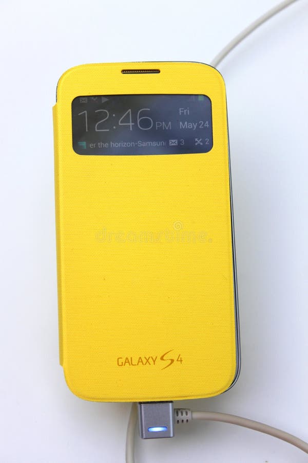 Samsung Galaxy S4 yellow editorial stock image. Image of industry ...