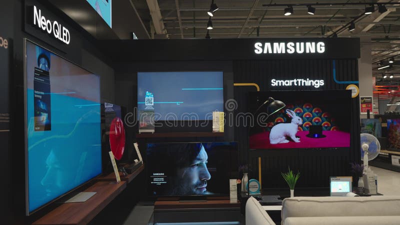 LG OLED TVs Inside Shopping Mall. Minsk, Belarus, 2023 Stock Video ...