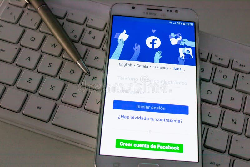 Samsung Phone Screen with Facebook Application on Android System ...
