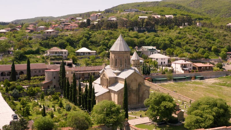 Samtavro S Convent in Mtskheta Stock Footage - Video of aerial, view ...