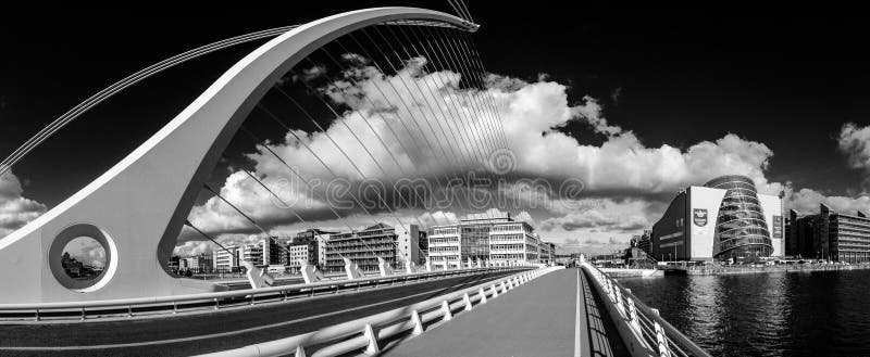 Samuel Beckett Bridge in Black and White Editorial Photography - Image ...