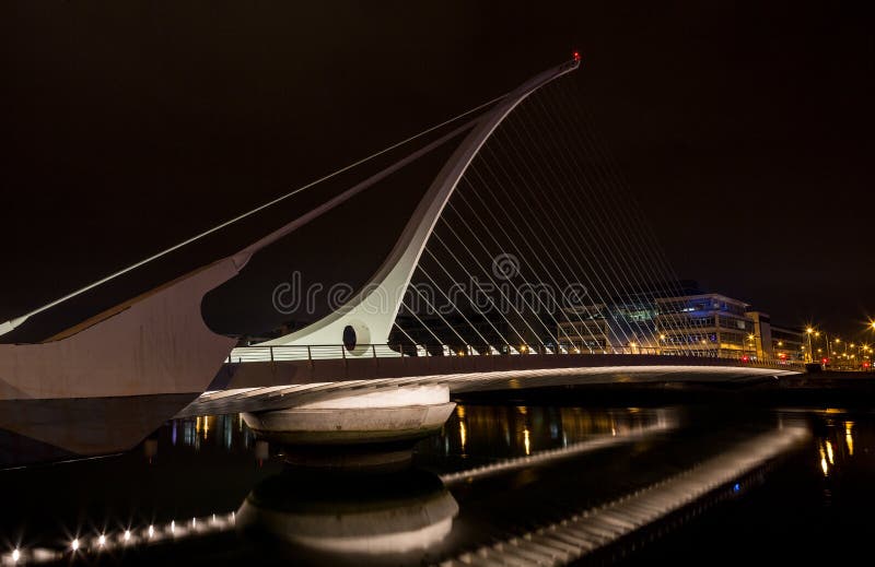 Samuel Beckett Bridge Harp Bridge Ireland Dublin Night at Editorial ...