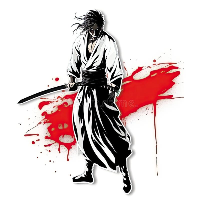 Samurai anime style stock illustration. Illustration of backdrop ...