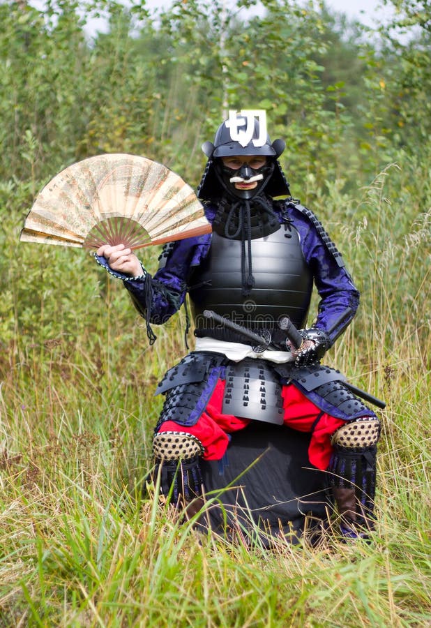 Samurai in Armor with Two Swords Stock Photo - Image of japan, outdoor ...