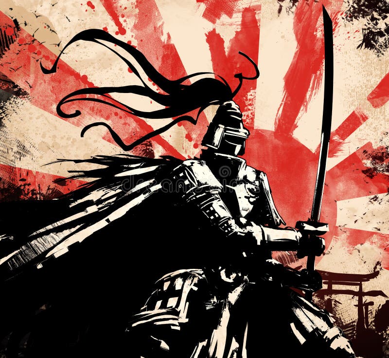 Samurai in a long cloak stock illustration. Illustration of asian ...