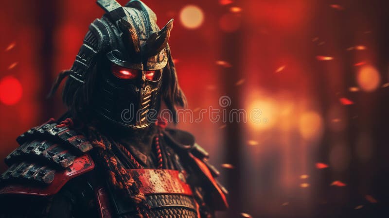 Samurai in Armor and Mask. Generative AI Stock Illustration ...